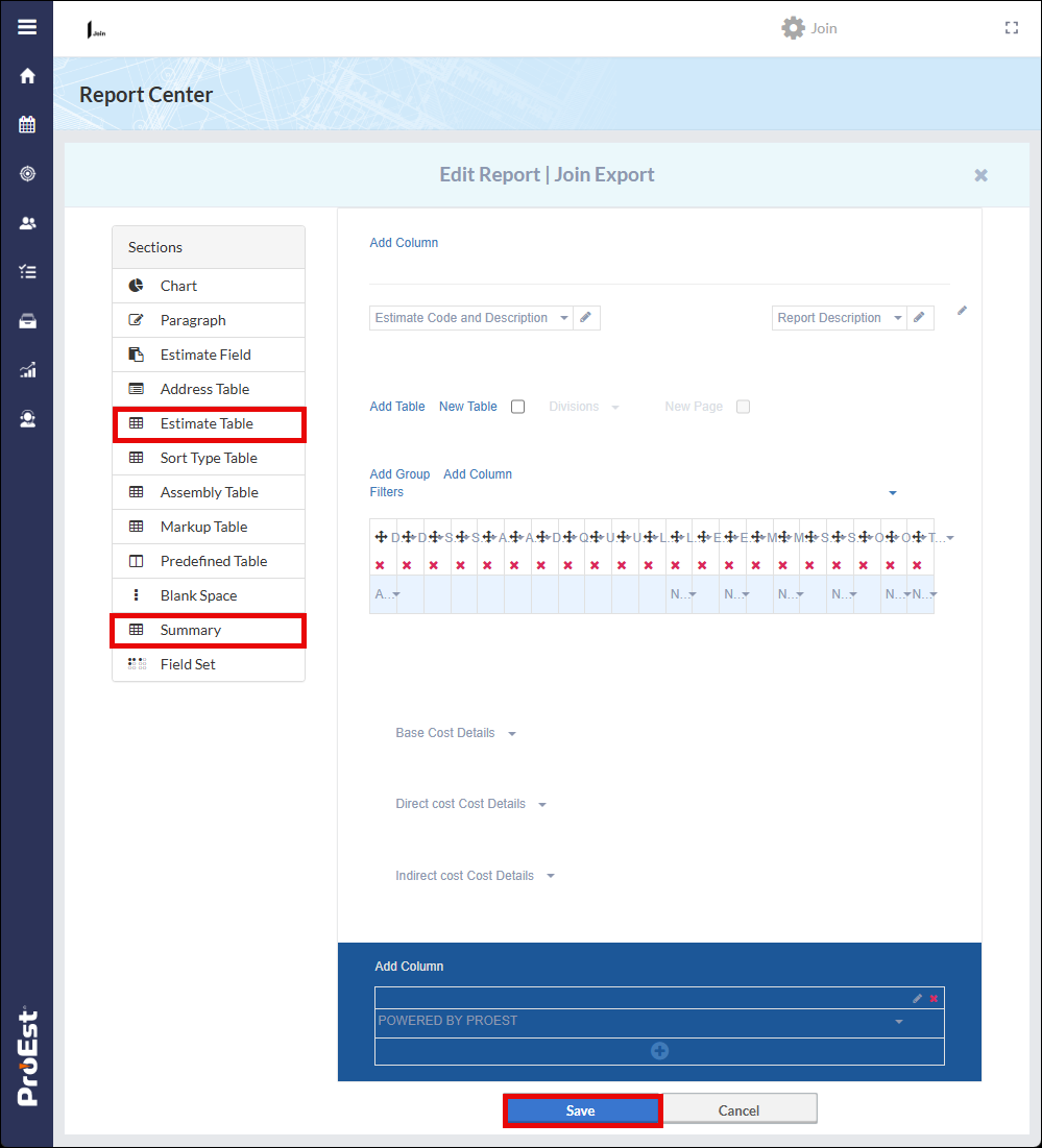 Exporting a ProEst Estimate