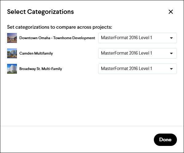 Creating a Project Comparisons Report